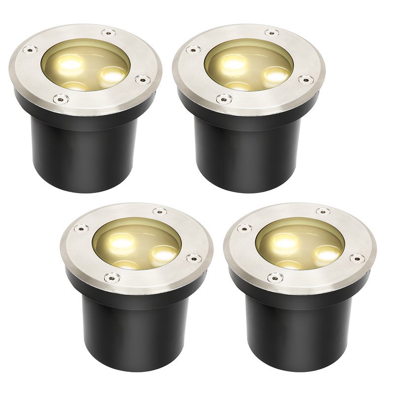 4x 3W LED Lumières enterrées chaud blanc enterré lampe de paysage lampe ...