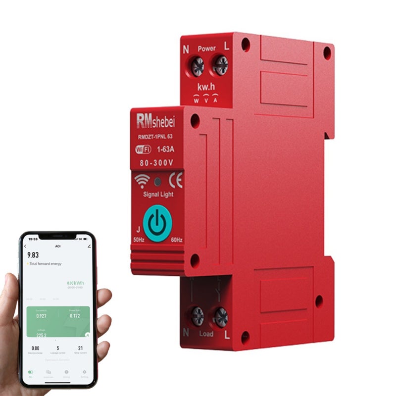 Disjoncteur intelligent MCB Wi-Fi 1P 63A avec mesure de surintensité et ...