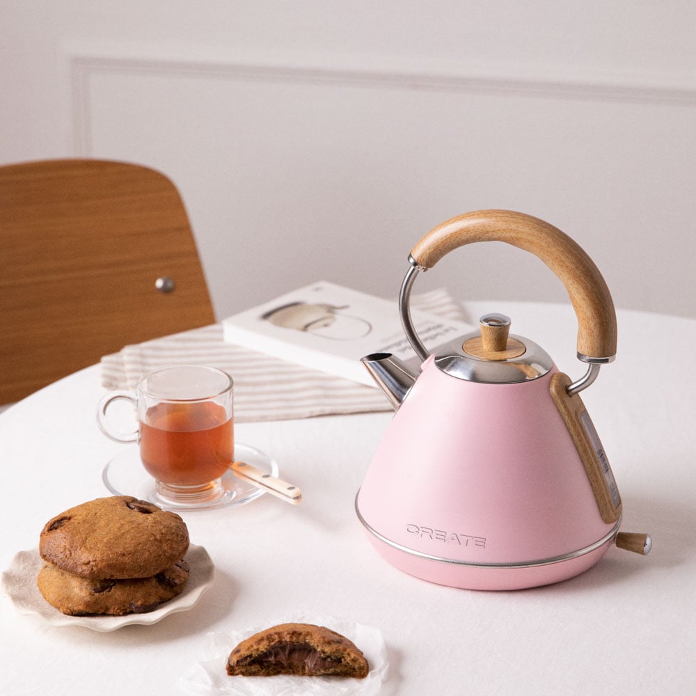 CREATE - KETTLE RETRO - Bouilloire électrique - Rose pastel | Leroy Merlin