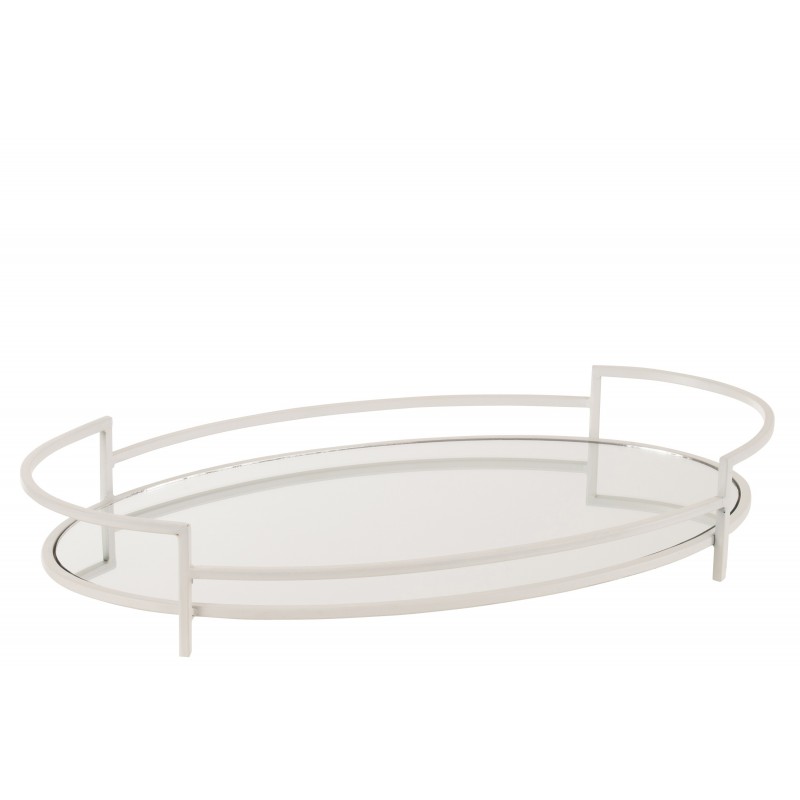 Bandejita ovalada de metal blanco con soporte de 50x29x9 cm | Leroy Merlin