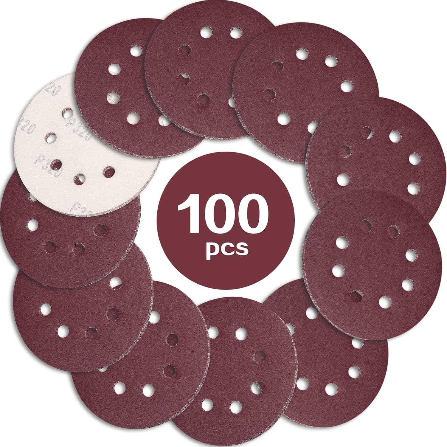 100PCS Disque de Ponçage 125mm Grain 320, Disques a Poncer Papier ...