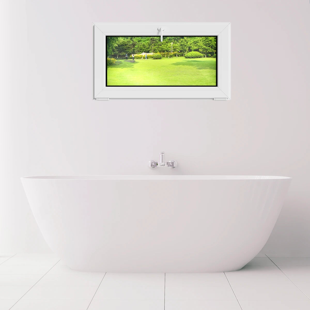 Fenêtre à soufflet / abattant PVC blanc H.48 x L.86 cm 1 vantail ...