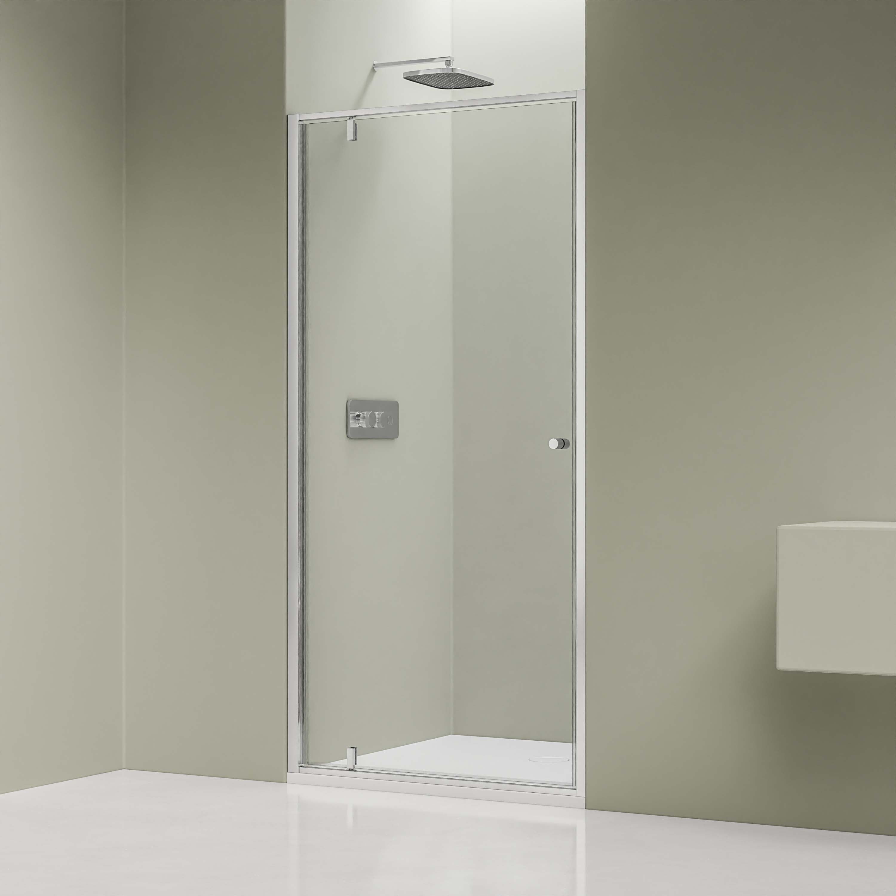 BERNSTEIN - Paroi de douche en niche 90x195cm , profil Chrome, en verre ...