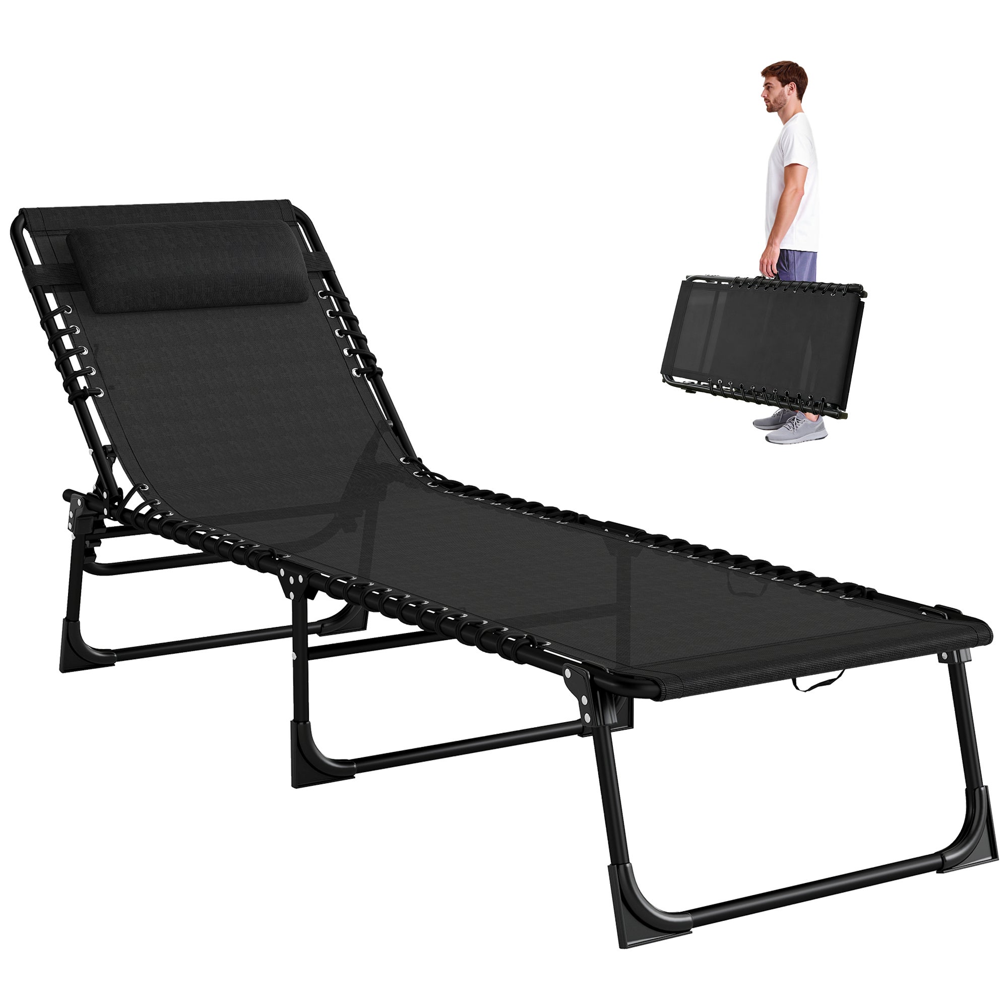 Bain de Soleil transat Pliable Dossier inclinable Multi-Positions 189 x ...