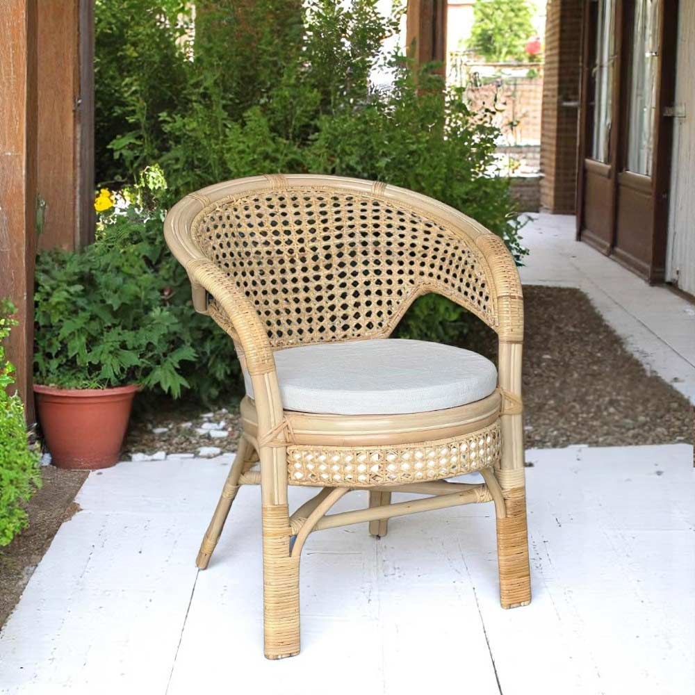 Sillón Amanda de madera de bambú y paja de Viena con cojín libre ...