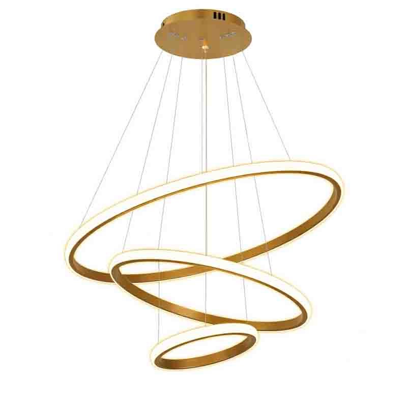 COMELY Suspension LED Design Dorée 3 Anneaux Ø20+40+60 cm 36W 4500 lm ...