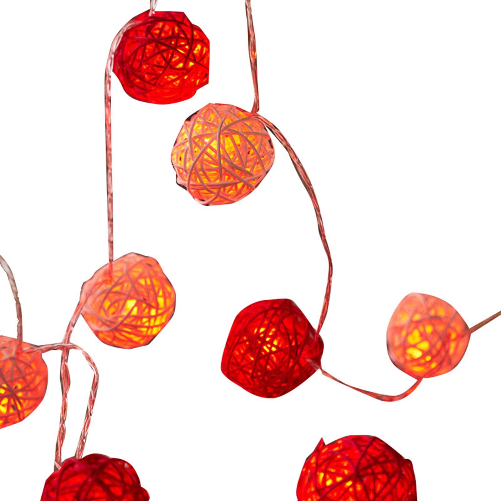 Guirlande lumineuse avec boules en rotin décoratives et romantiques ...