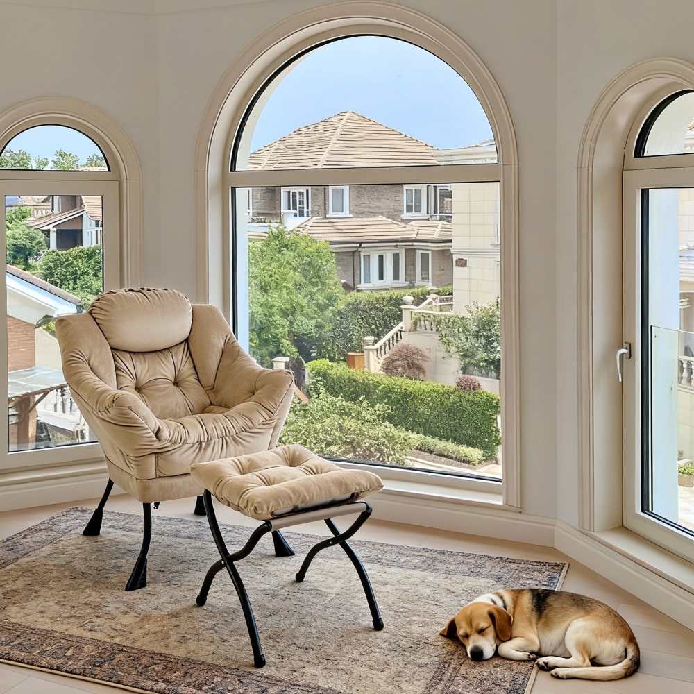 Sillón relajante con reposapiés, reposabrazos y bolsillo lateral color ...