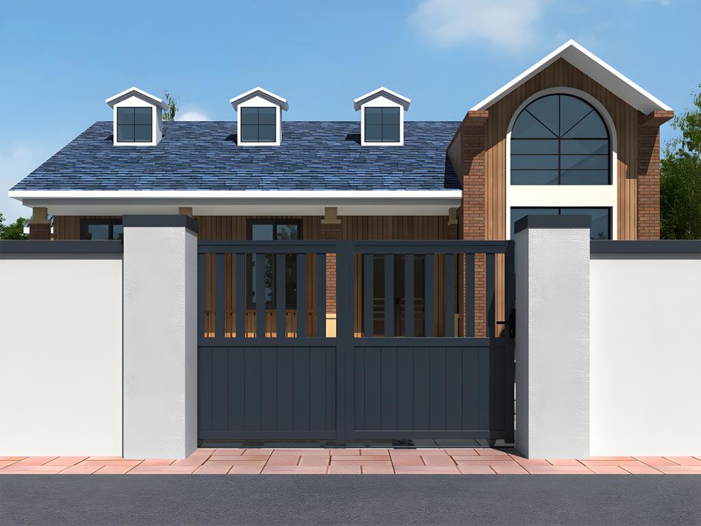 Portón eléctrico corredera aluminio calado Ancho 343 x Alt. 149 cm ...