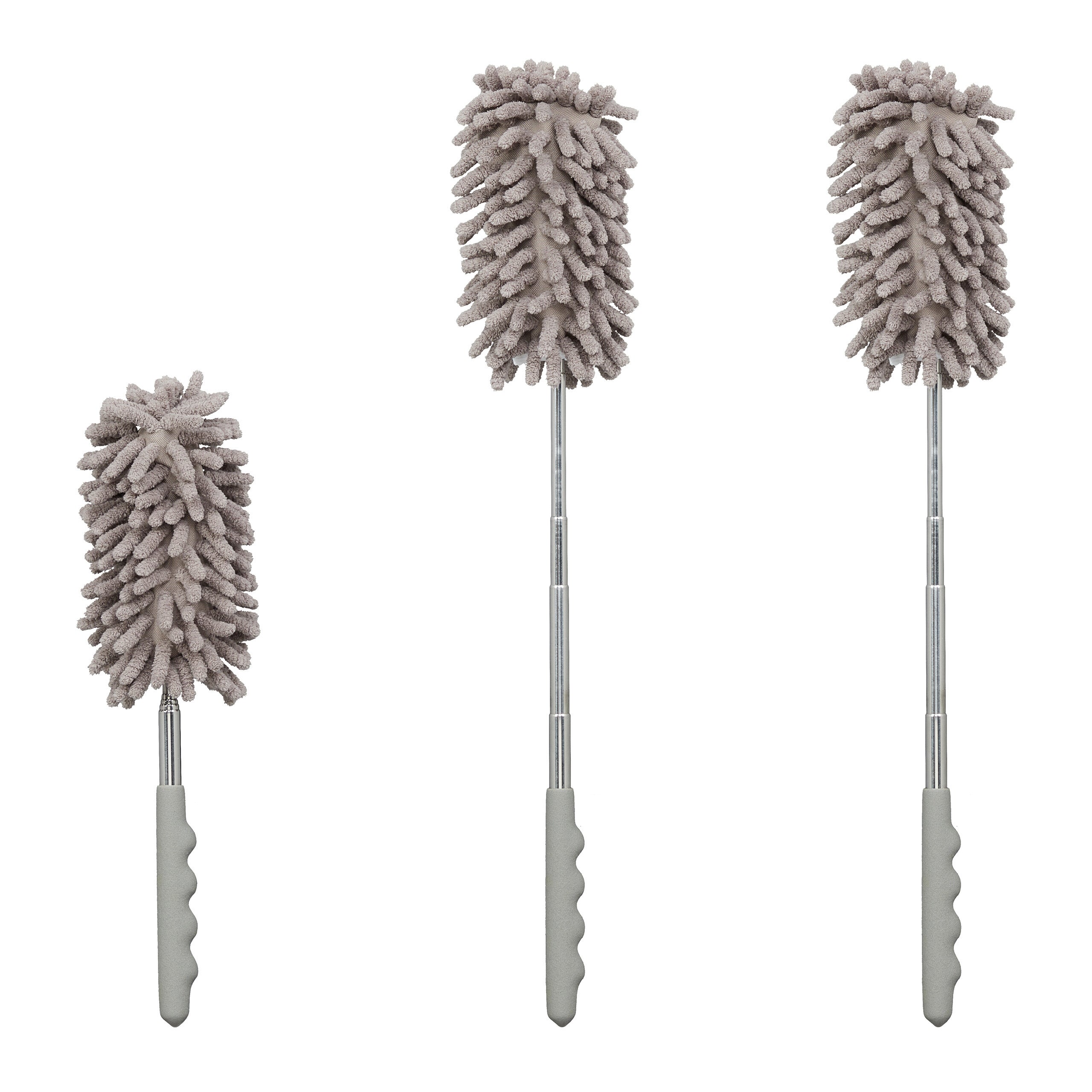 Lot de 3 plumeaux à poussière, télescopiques, jusqu’à 77 cm, microfibre ...