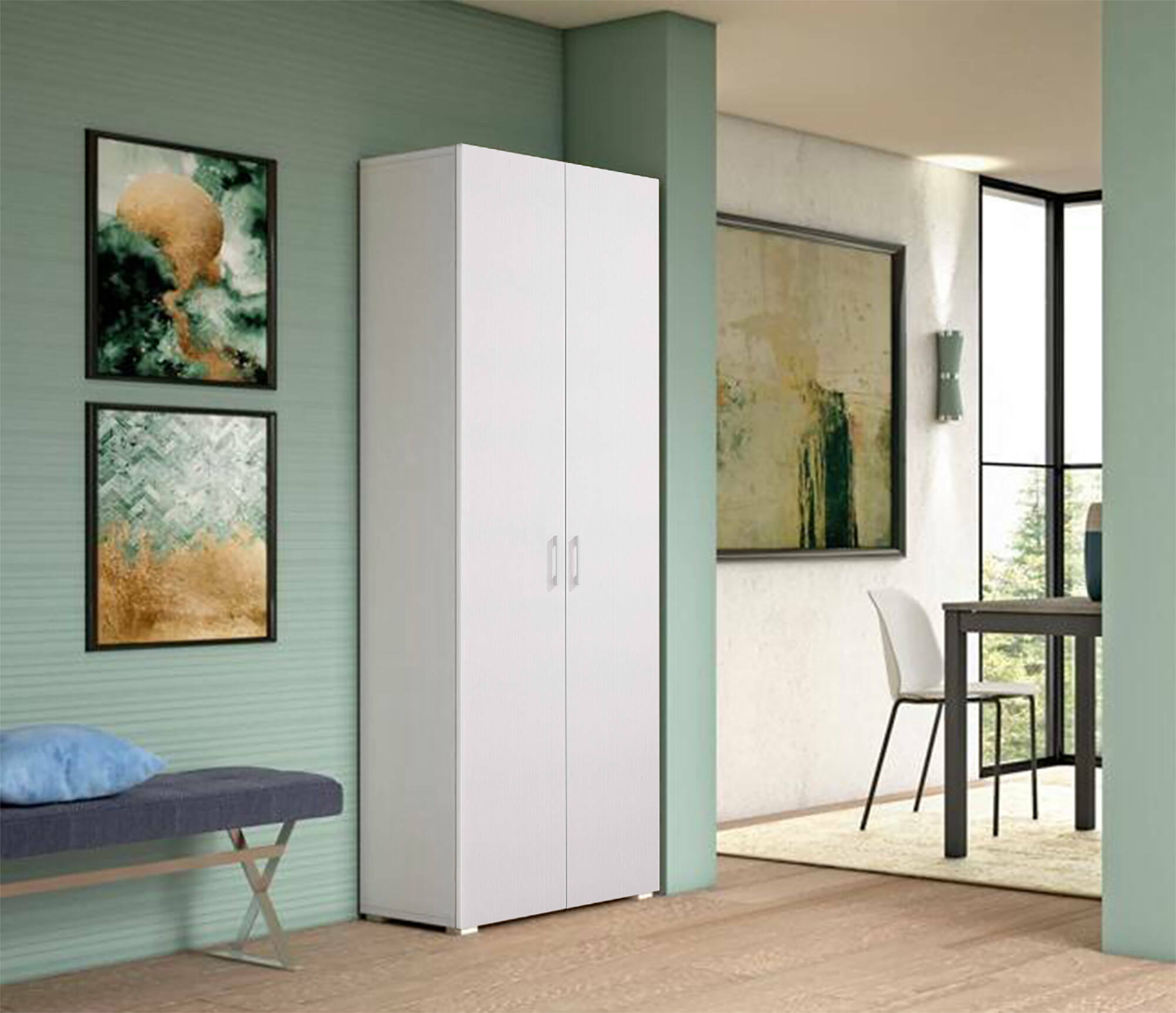 Armario multiusos Ginestra, Mueble lineal con 2 puertas batientes ...