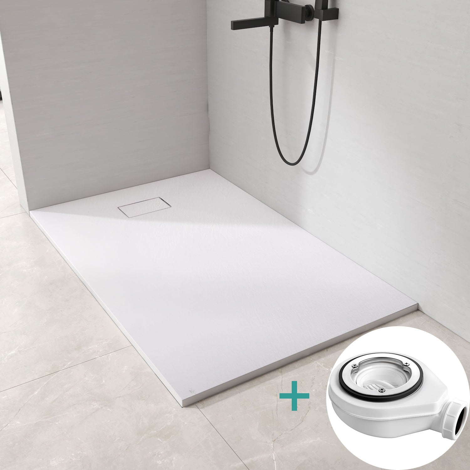 EMKE Plato de Ducha Rectangular Extraplano Antideslizante 140x90 cm en ...