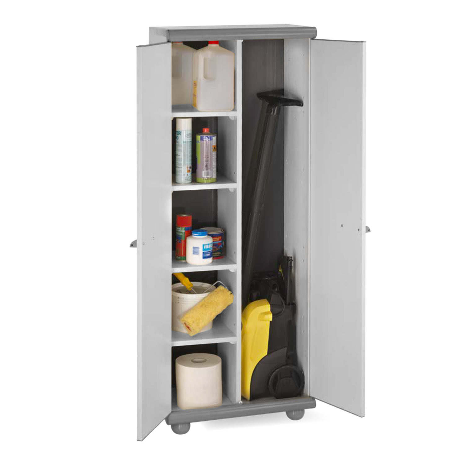 Scik Basic - Pvc Armoire modulaire 2 portes avec étagères et placard ...