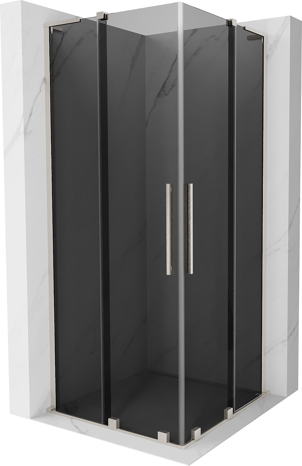 Mexen Velar L Duo kabina prysznicowa rozsuwana 90 x 90 cm, grafit, nikiel szczotkowany - 871-090 ...