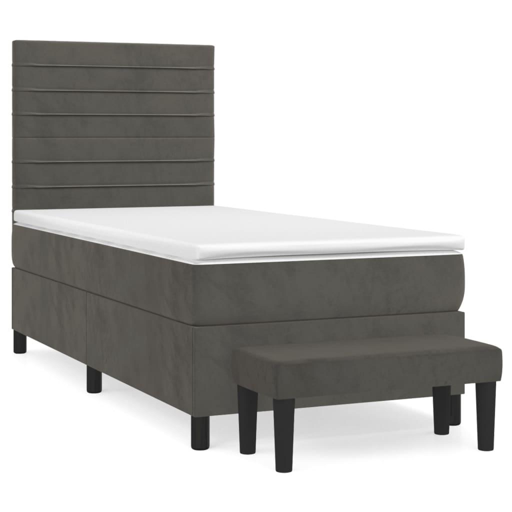 Cama box spring con colchón terciopelo gris oscuro 90x200 cm | Leroy Merlin