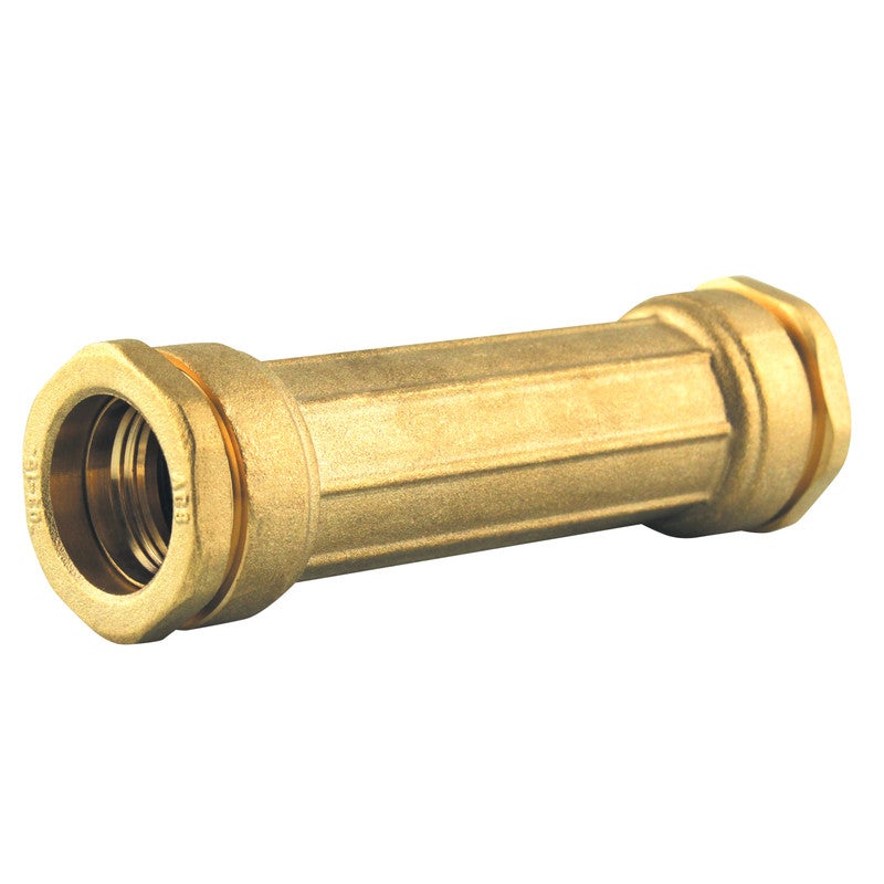 Manchon de raccordement long égal laiton à compression Gamme PRO pour tube PE Ø20 | Leroy Merlin