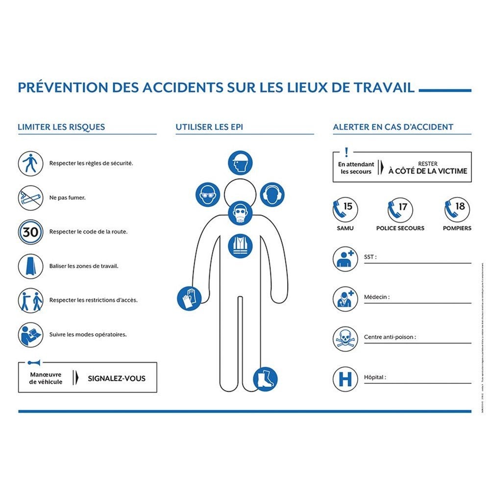 Panneau prévention des accidents sur les lieux de travail - 400x300mm ...