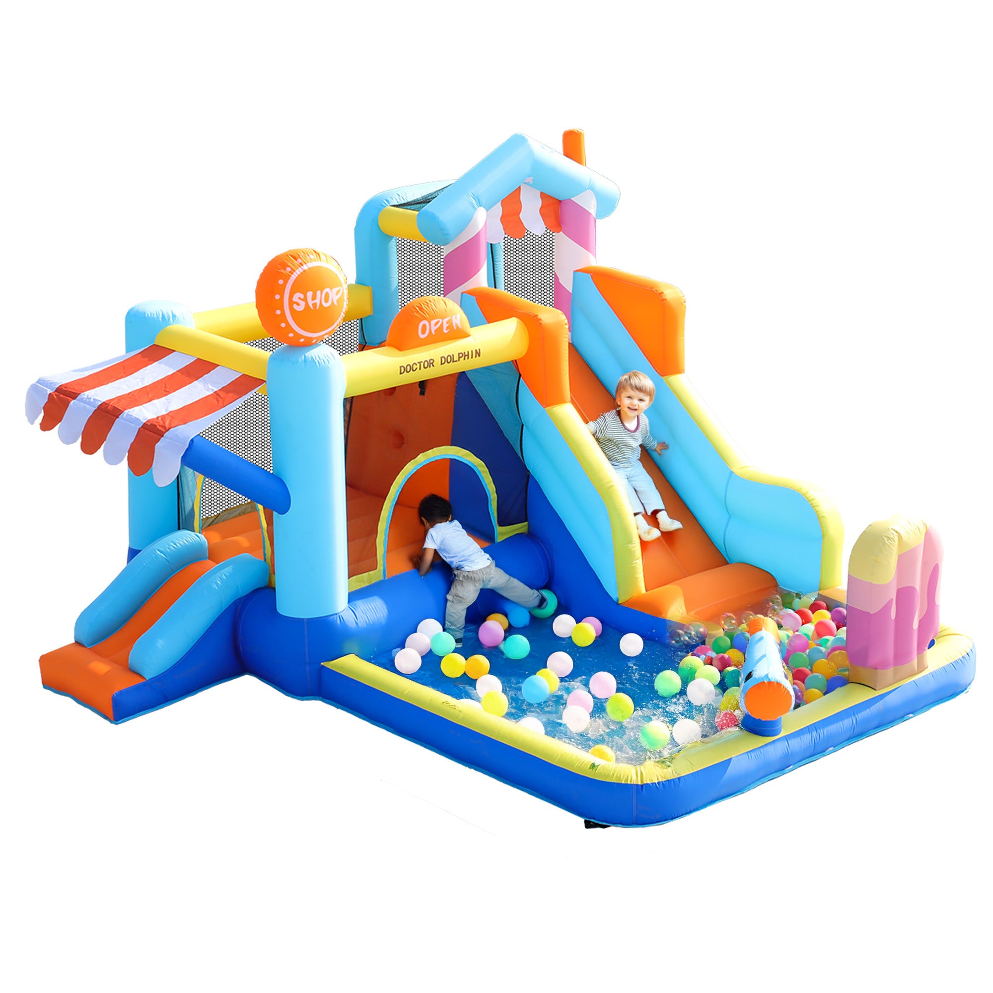 Parque acuático infantil con soplador, parque acuático multifuncional ...