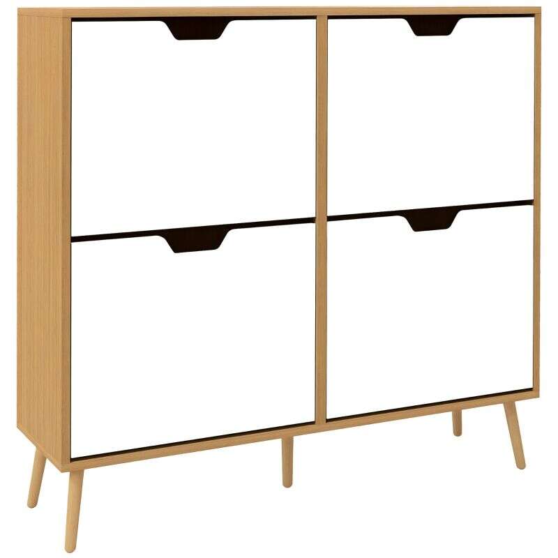 Meuble à chaussures 4 abattants 16 paires avec étagère réglable pieds ...