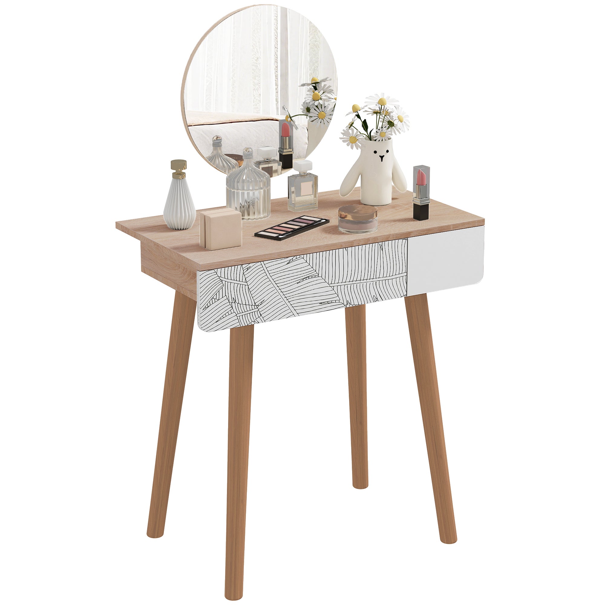 Coiffeuse de Maquillage Design Tiroir Scandinave et Grand Miroir dim ...