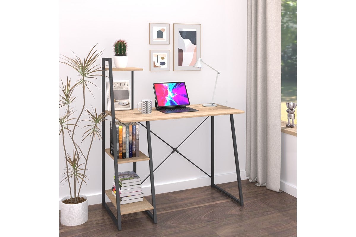 Mesa de Oficina 102x50x117 cm – Escritorio con Estantería Lateral en ...