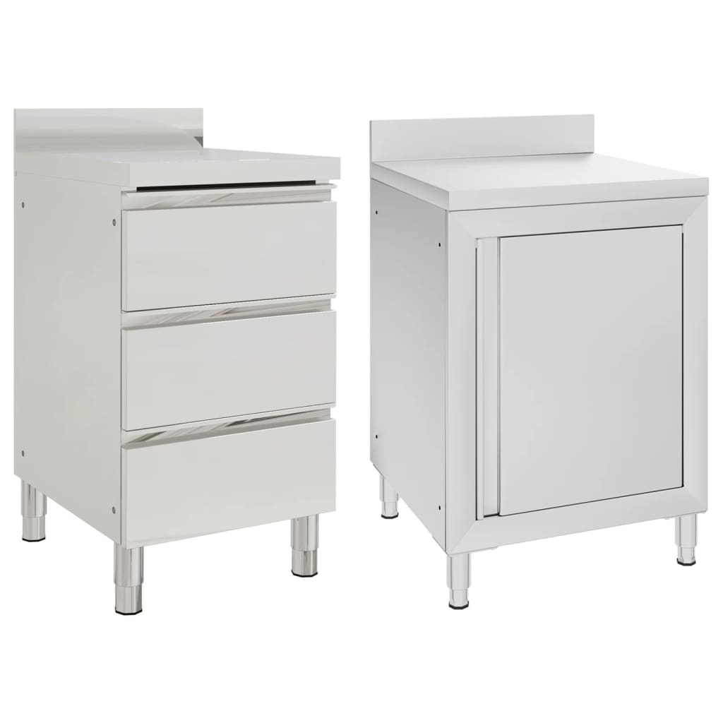 Lto de 2 armoires de cuisine 96 cm commerciale acier Inoxydable 02_0000006 | Leroy Merlin