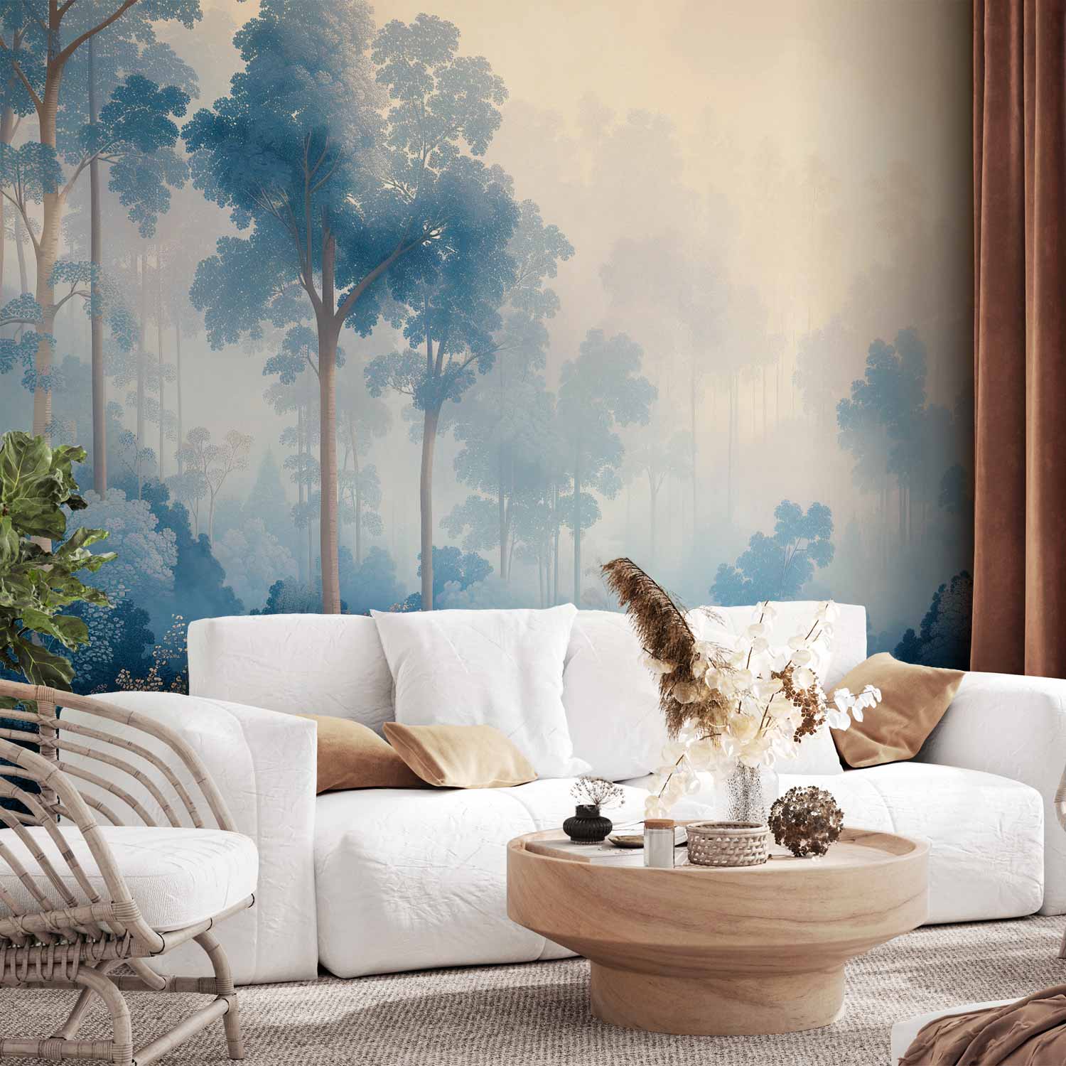 Papier peint - Landscape with Trees in Illustrative Style Fairy-Tale ...