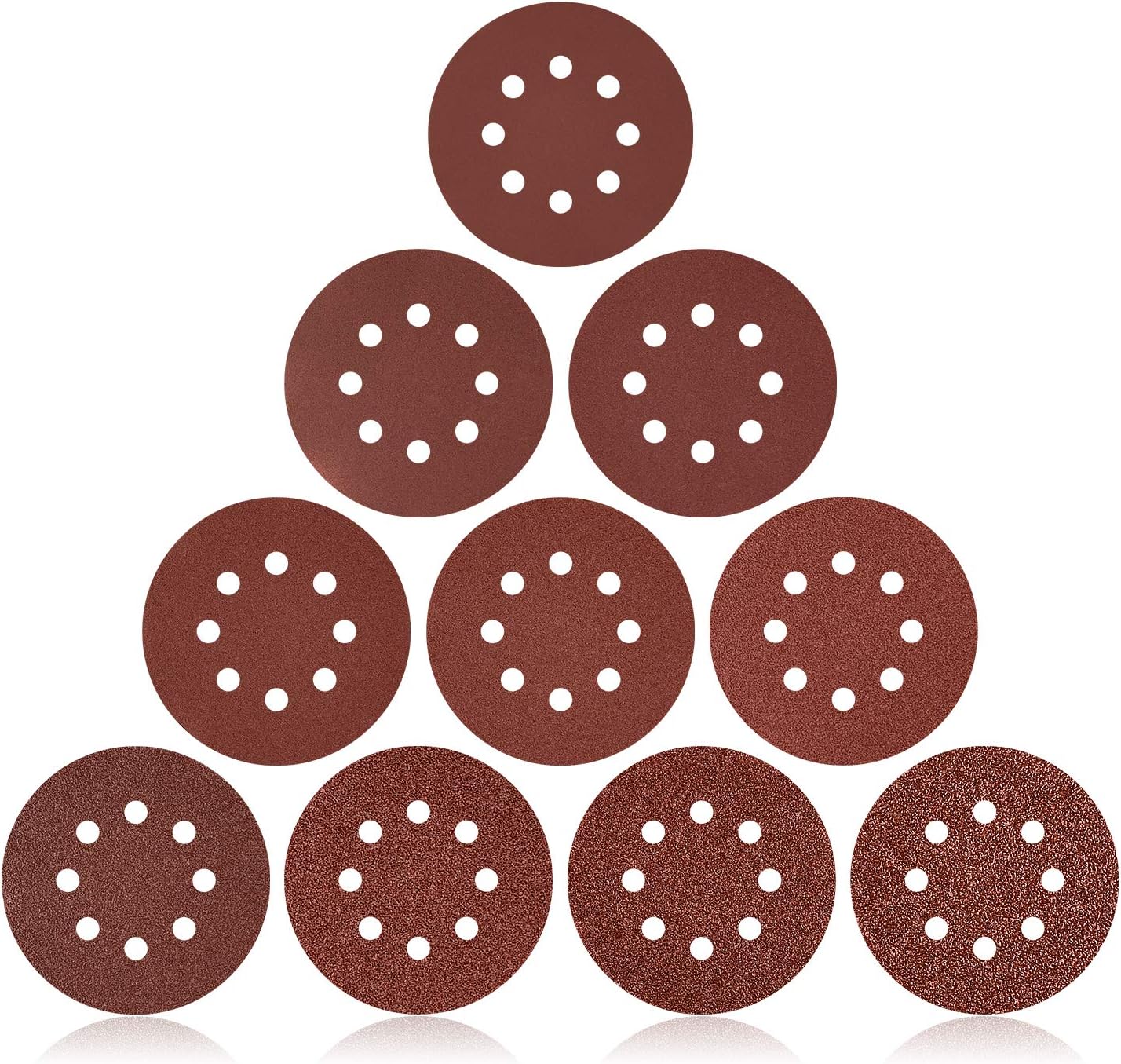 160 PCS Disque de Ponçage, Disque Abrasif 125mm, Papier a Poncer pour ...