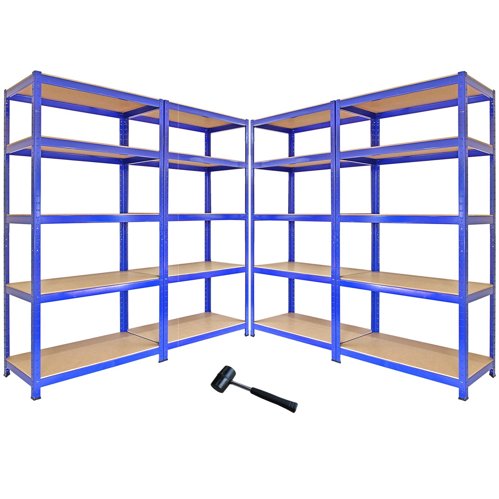 Monster Racking - 4 Rayonnages T-Rax en Acier Sans Boulons Bleus 90cm x ...