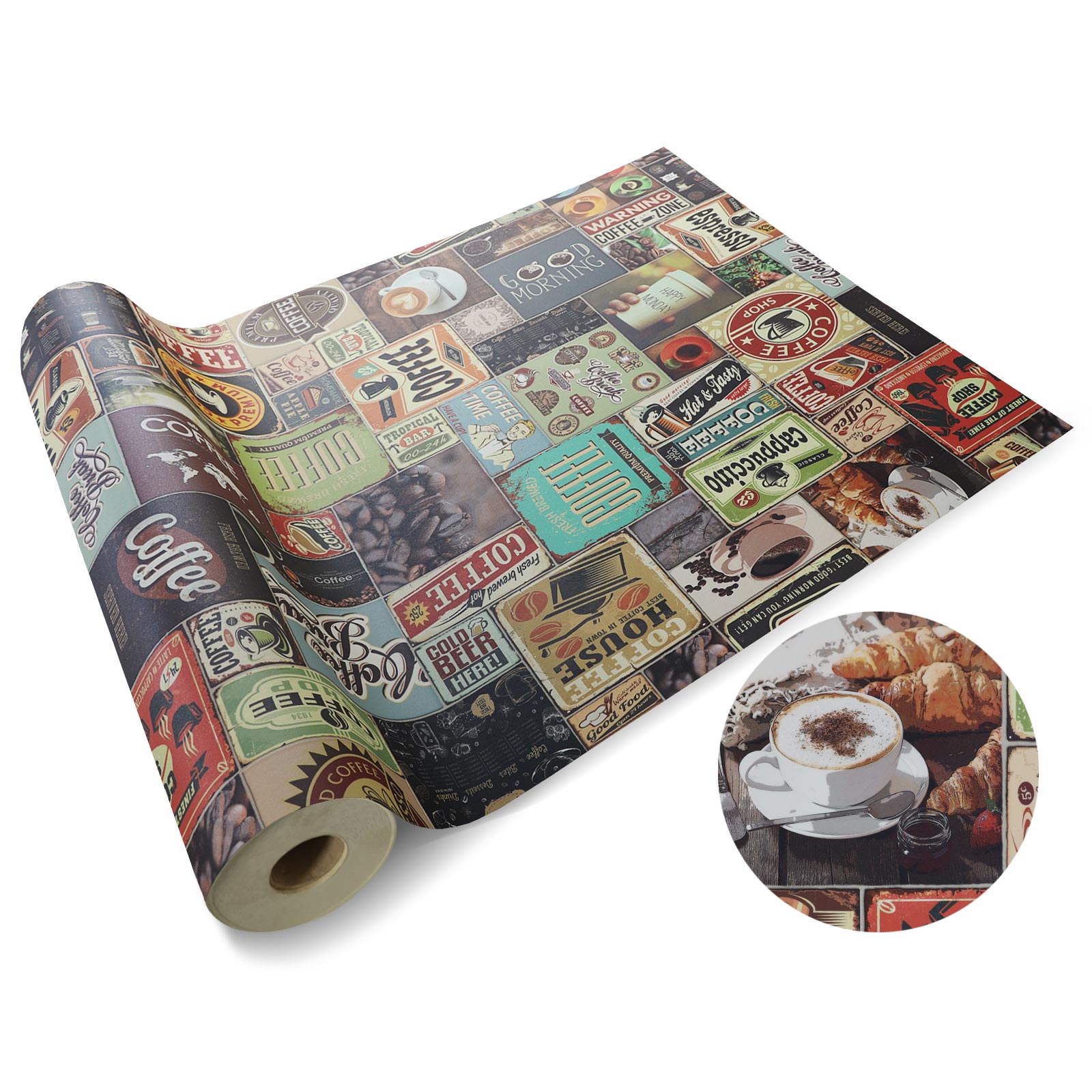 KARAT >Revêtement de sol PVC 3D Moonlight Vinyle Coffee Time 100 x 350 ...