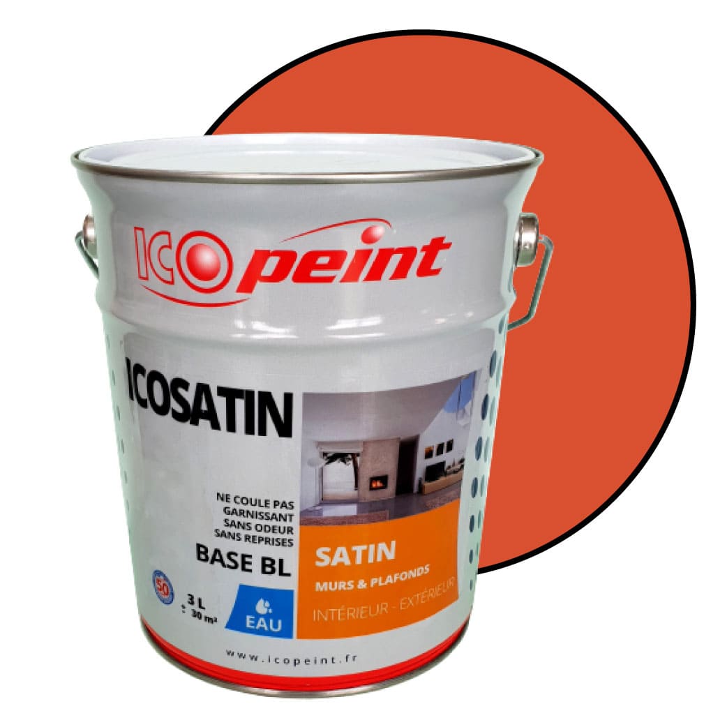 Peinture murs Acrylique Satin Lessivable 3L - ICOSATIN - RAL 3022 Rouge saumon | Leroy Merlin