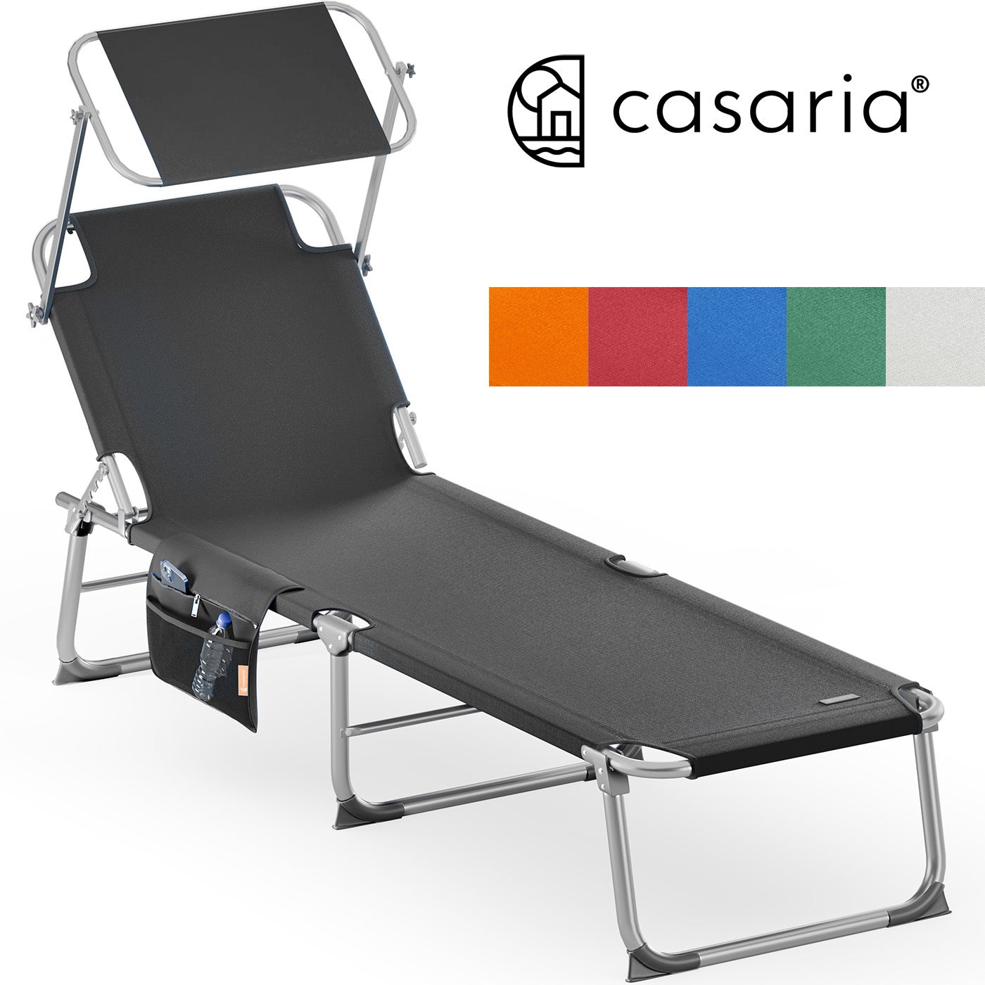 CASARIA® Transat alumimium Pliable Ibiza Gris Dossier réglable Pare ...