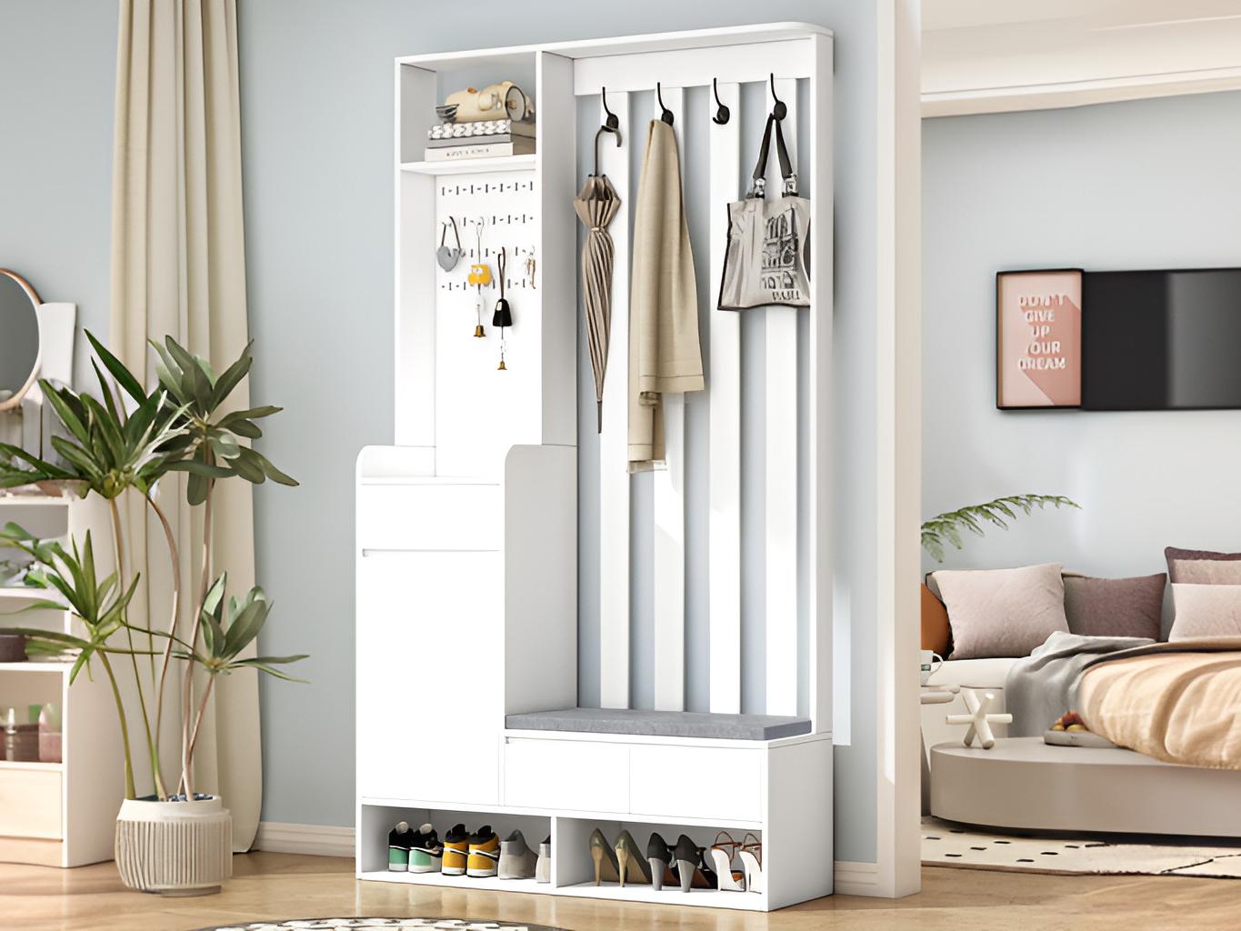 Vestiaire d'entrée multifonctionnel - avec porte-manteau et banc de ...