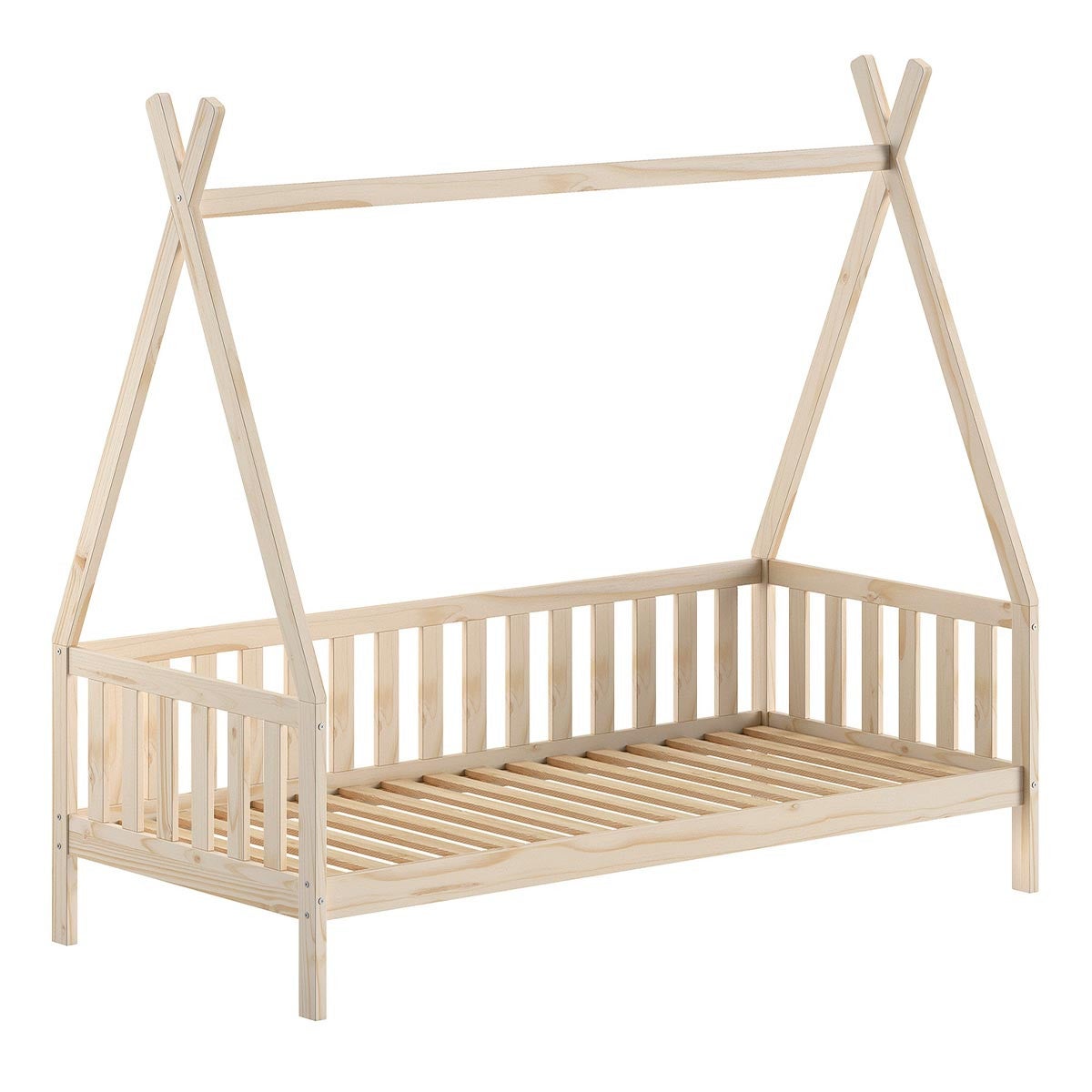 Lit Enfant & Barrière Pin Massif "Tipi" 90x200cm Naturel | Leroy Merlin