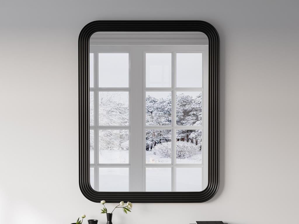 Miroir rectangulaire en bois de paulownia - L. 85 x H. 110 cm - Noir ...