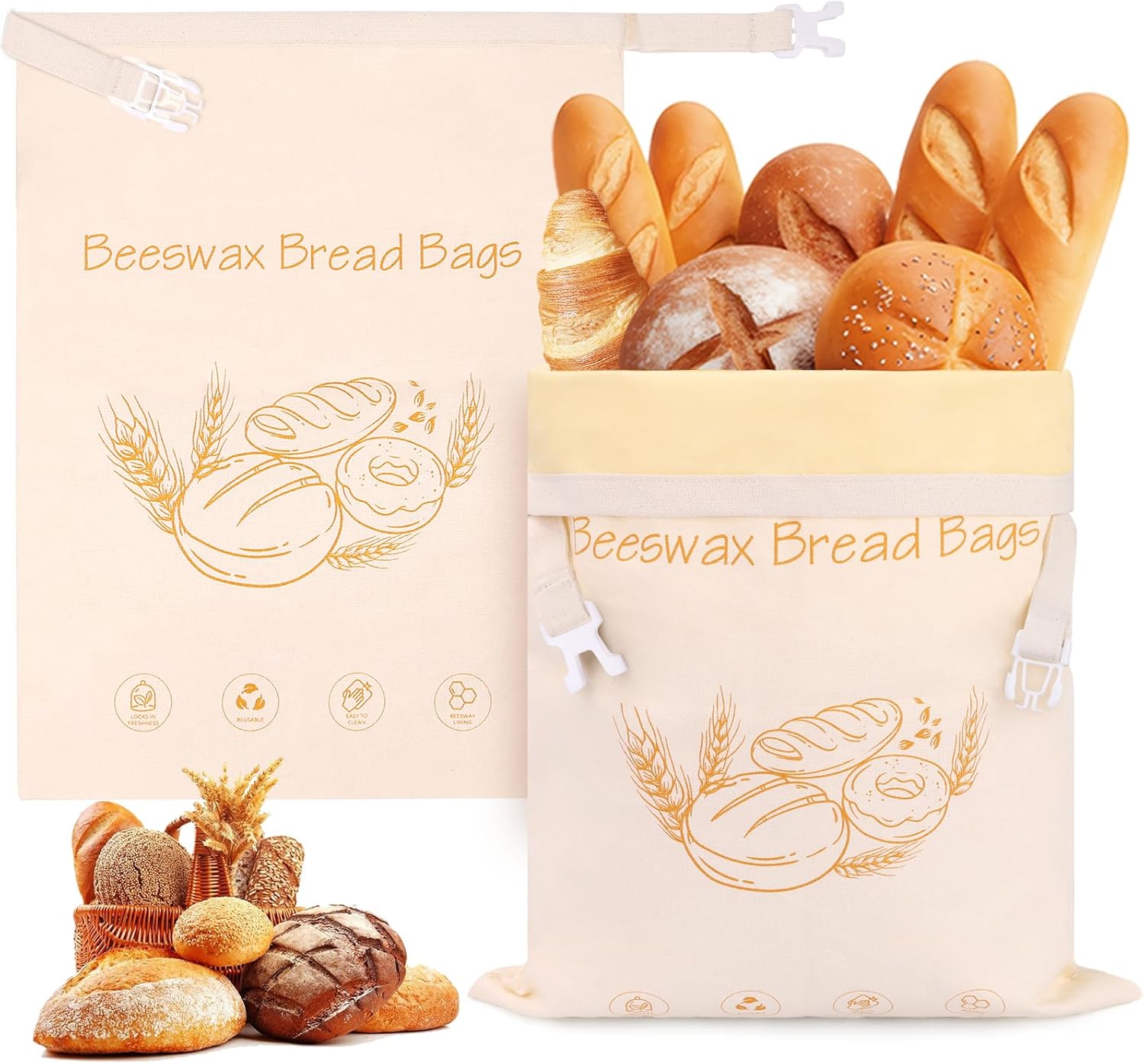 Sacs à pain en cire d'abeille (lot de 2) – adaptés au pain au levain et ...