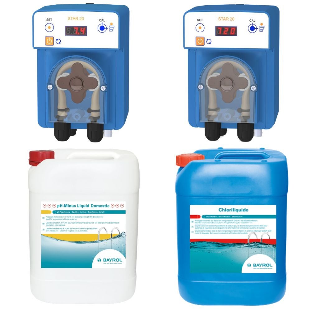 Pack Régulateur automatique pH et Chlore AVADY + 1 Bidon 20 L Chloriliquide + 1 Bidon pH Minus ...