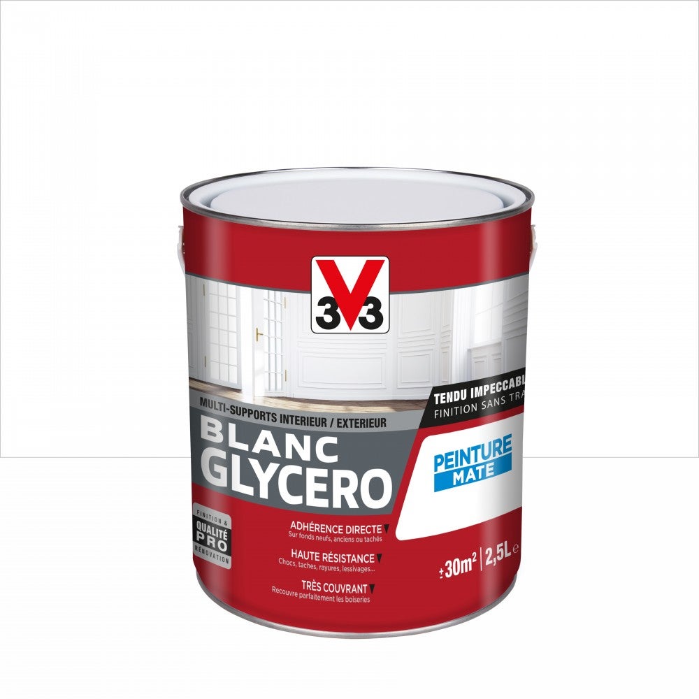 Pintura multisoporte V33 Glycero blanco mate, 2,5 l | Leroy Merlin