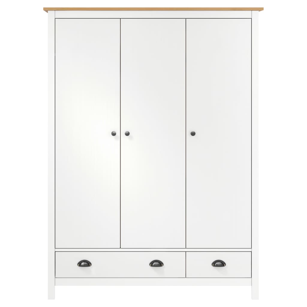 Garde-robe | Armoire à 3 portes Hill Blanc 127x50x170 cm Bois pin ...