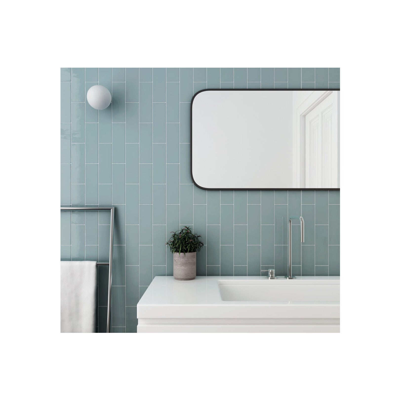 Carrelage mural faïence effet artisanal COUNTRY - 40x13 cm Anthracite ...