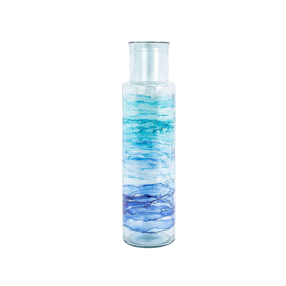 Vase en Verre Recyclé Romimex Bleu verre recyclé 15 x 55 x 15 cm ...