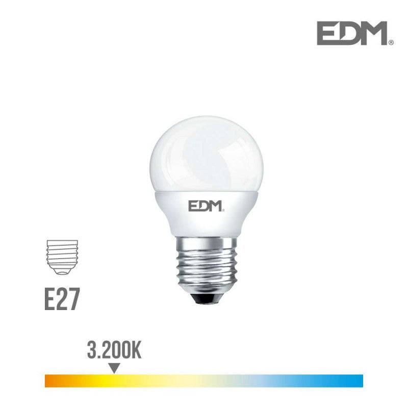 Ampoule LED E27 7W Ronde équivalent à 48W - Blanc Chaud 3200K | Leroy Merlin