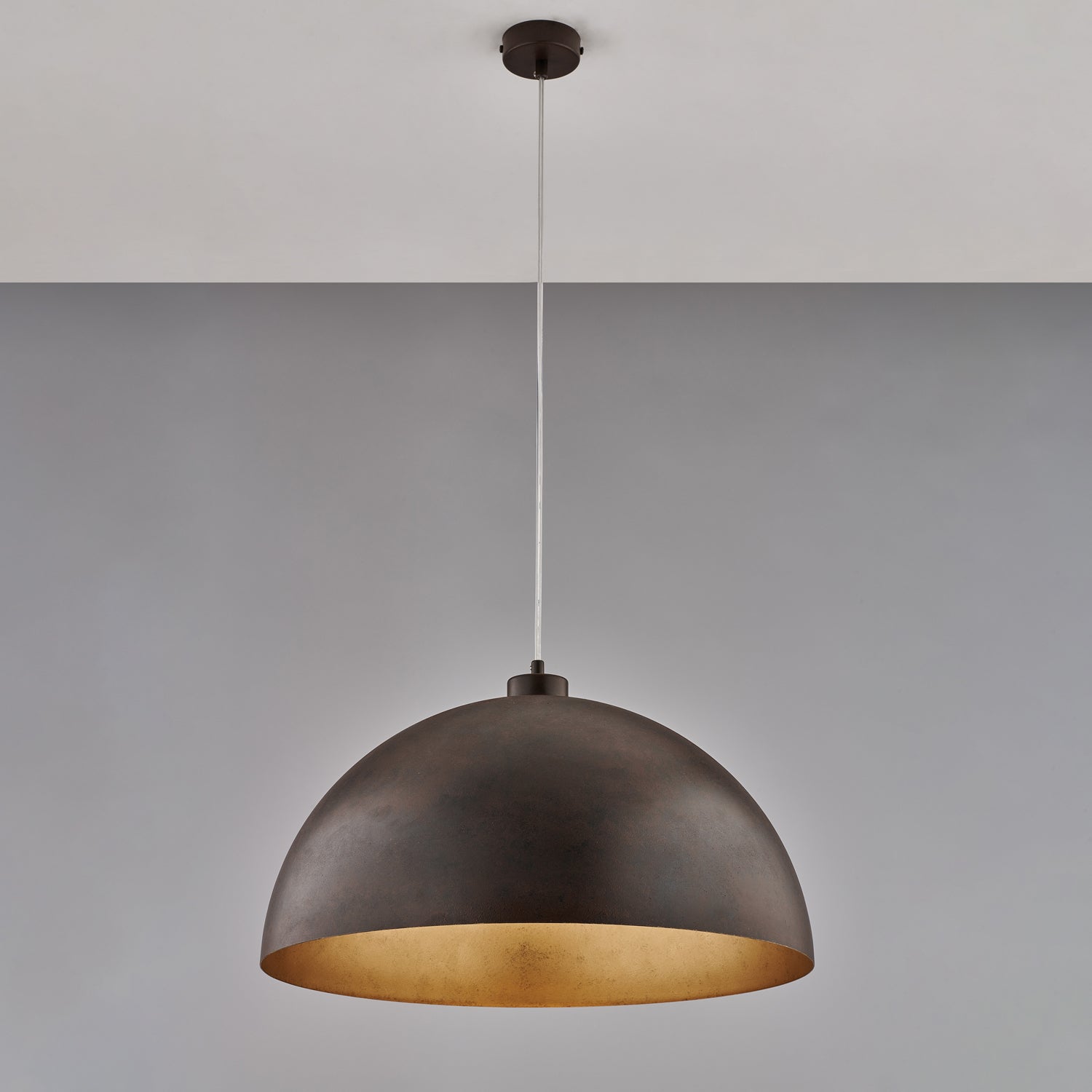 Sospensione Industrial 1 Luce Marcus In Ferro Laccato Ruggine E Oro ...