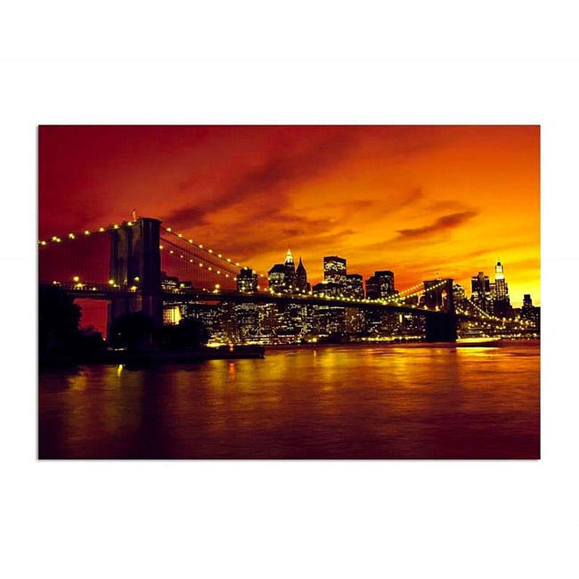 Tableau Pont De Brooklyn Et Manhattan Au Coucher Du Soleil 40 X 30 Cm