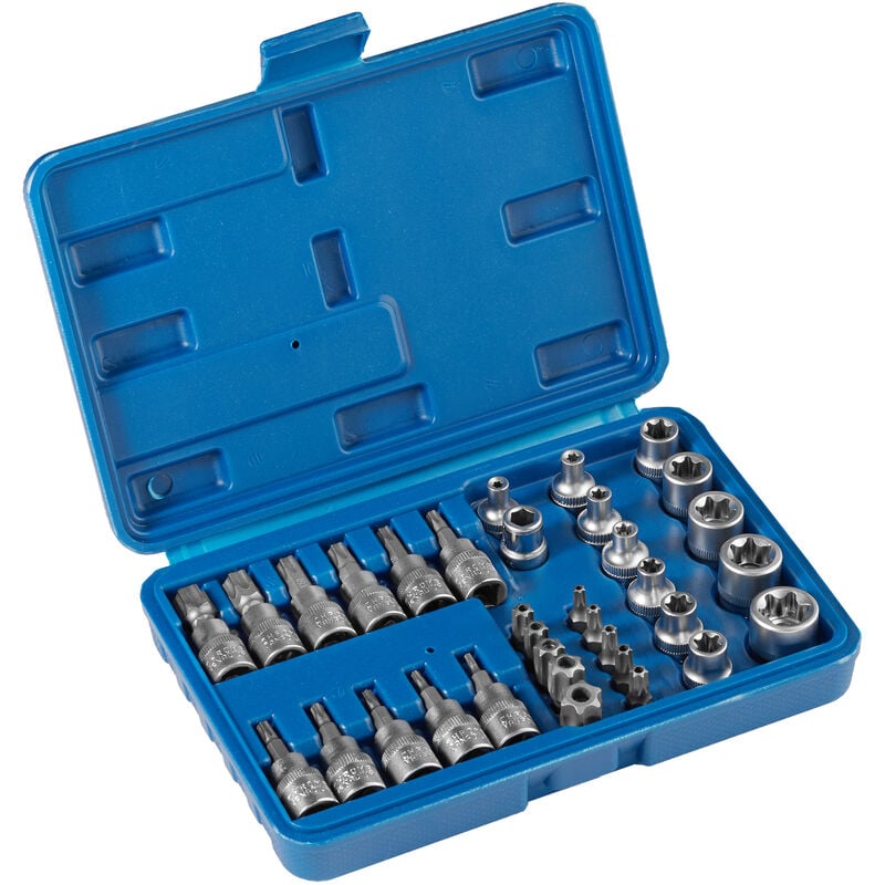 Coffret à Outils avec 34 Pièces en Acier Chrome Vanadium - bleu | Leroy ...