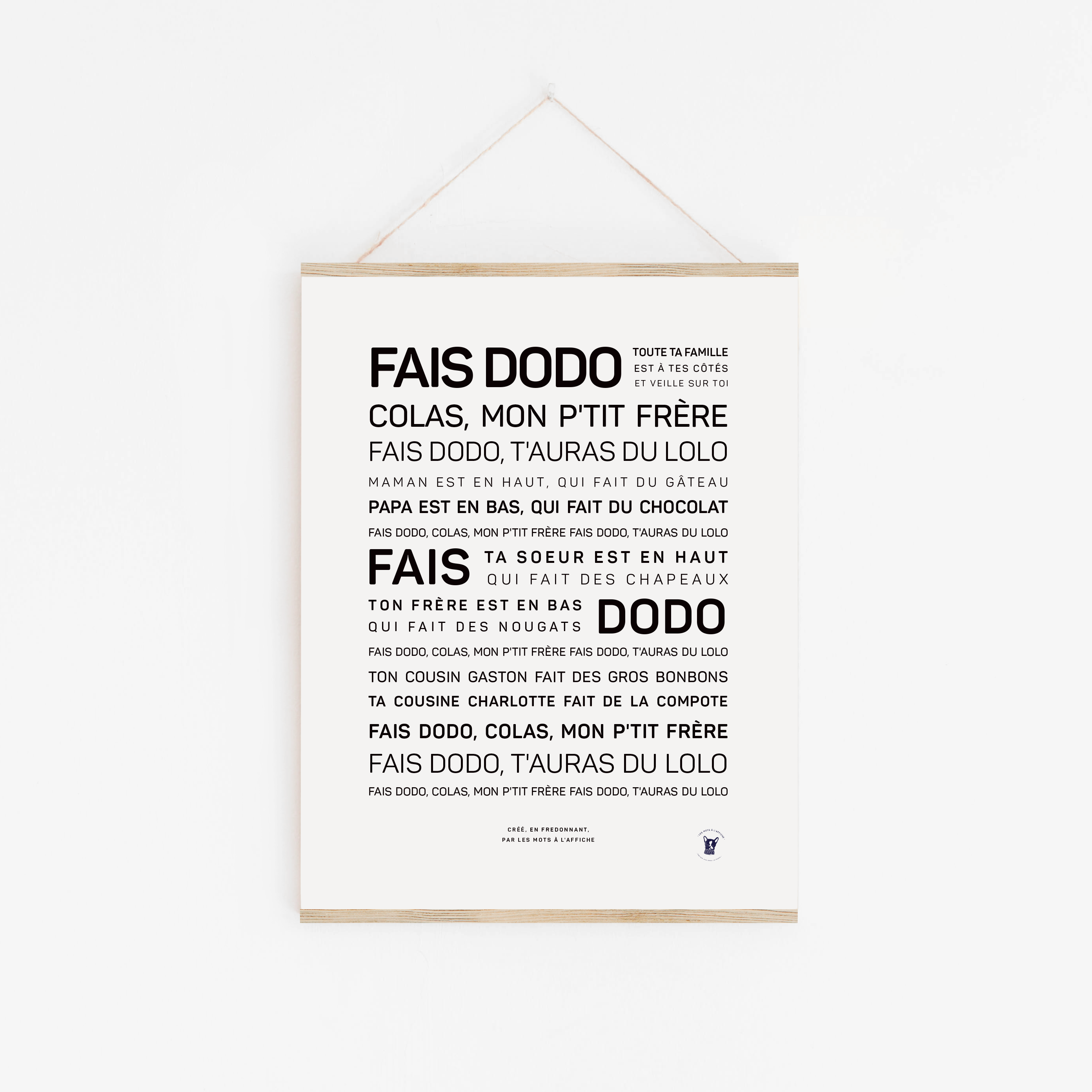 Affiche imprimée A4 "Fais dodo, Colas mon petit frère" (Poster) 21 x 29 ...