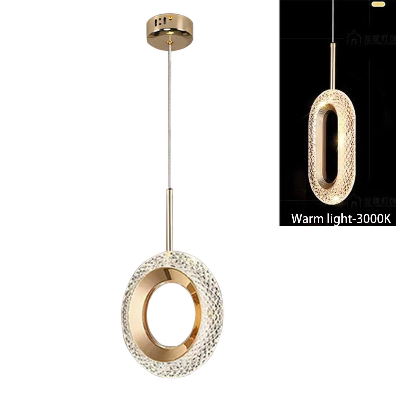 Suspension LED ronde en cristal doré brillant, longue, idéale pour une ...