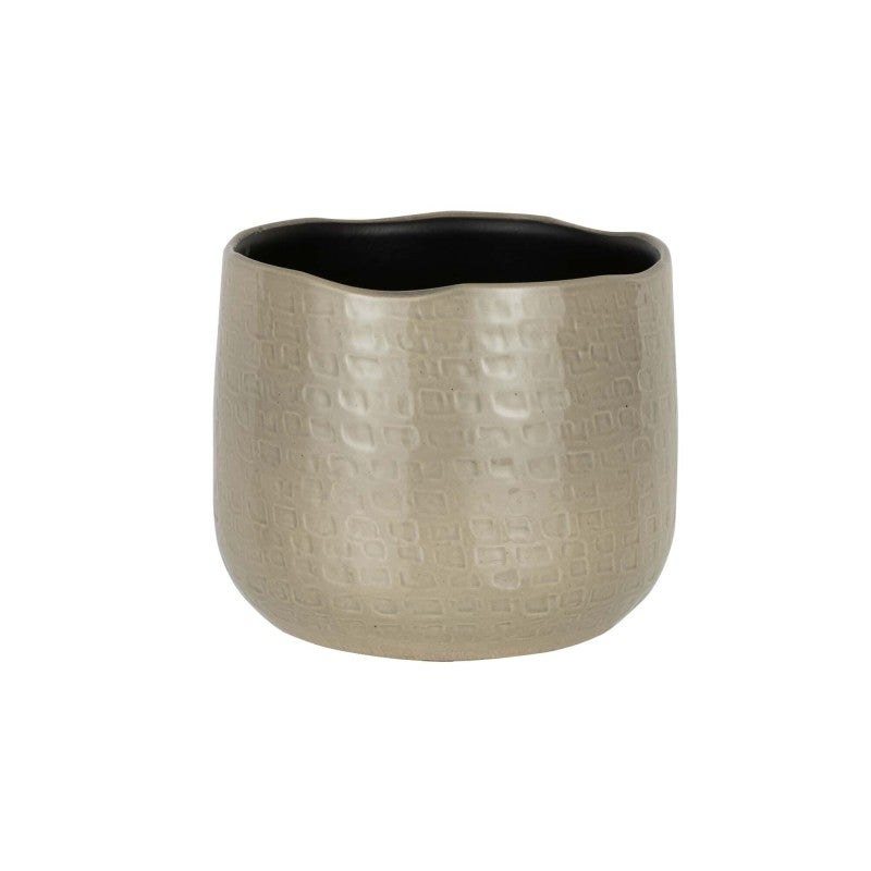 Cache-pot bas à motifs en céramique gris clair 18x18x15cm | Leroy Merlin