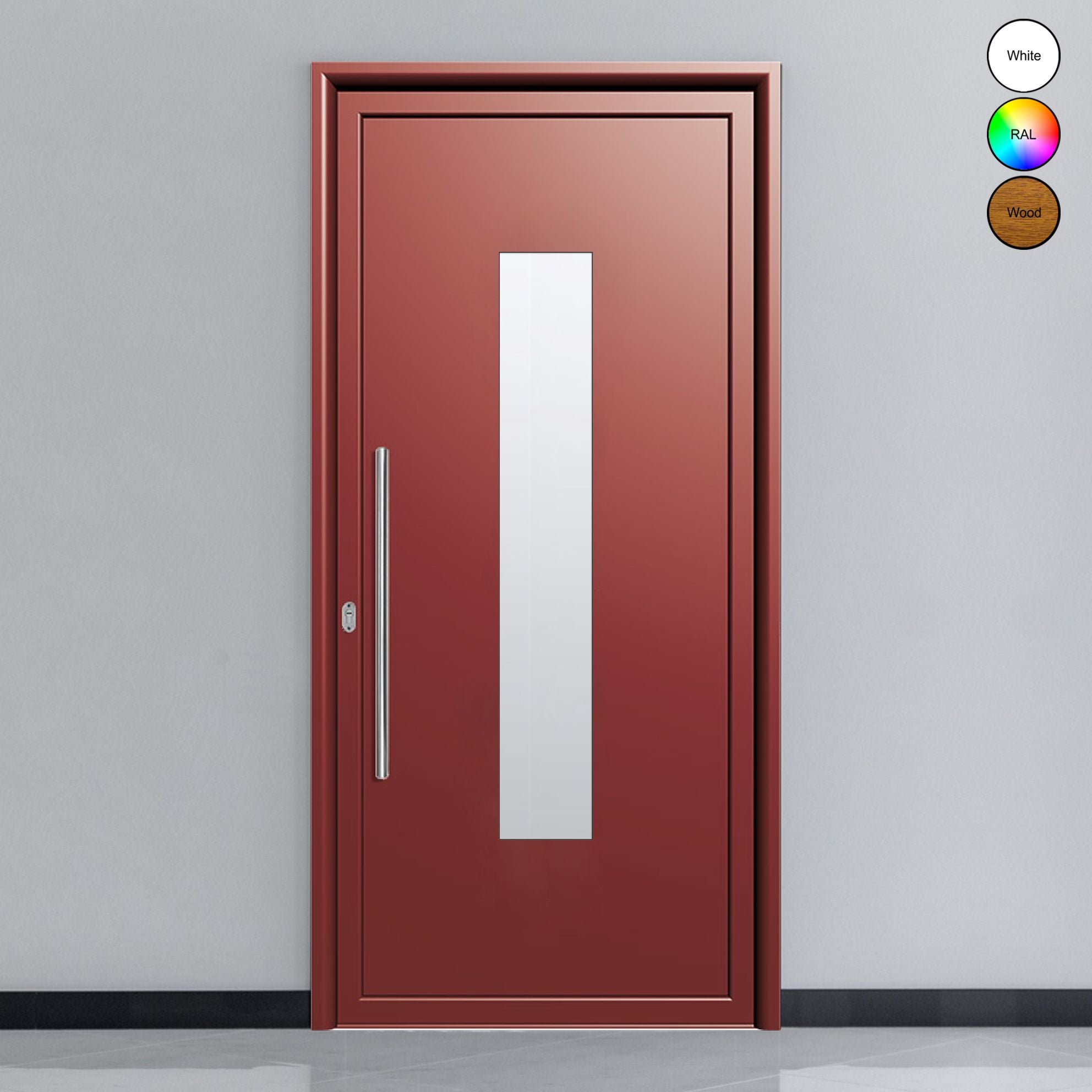 Porte d'entrée en aluminium SIMPLEX 8041 RAL 8004 ( L.: 90 cm x H.: 200 ...