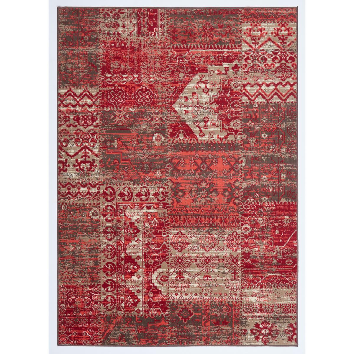 Tapis salon 120x170 tissé rouge rectangle motif ethnique LYN1 ...